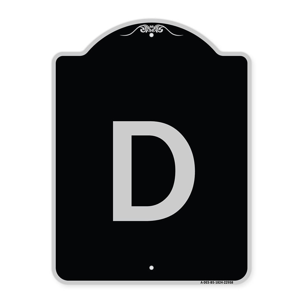 SignMission Designer Series Sign - Sign with Letter D | Black & Silver ...