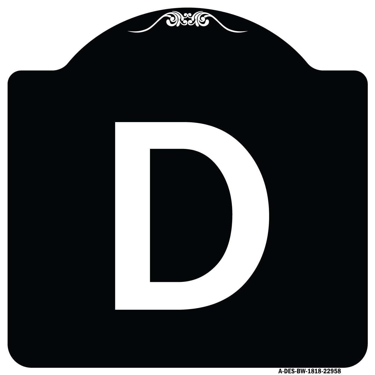 SignMission Designer Series Sign - Sign with Letter D | Black & White ...