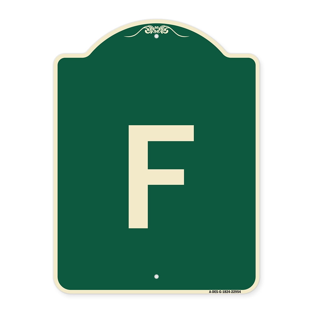SignMission Designer Series Sign - Sign with Letter F | Green & Tan 18 ...