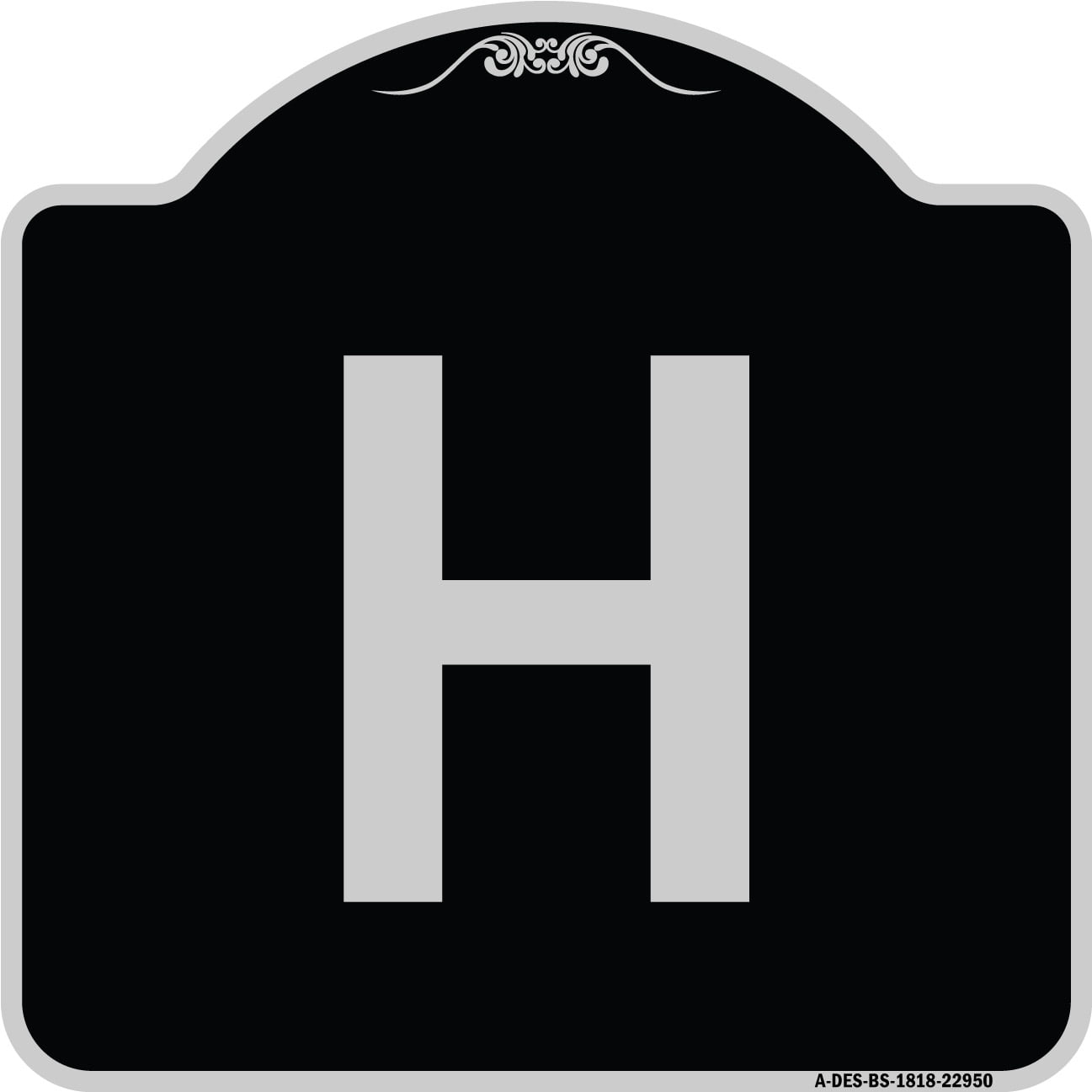 SignMission Designer Series Sign - Sign with Letter H | Black & Silver ...