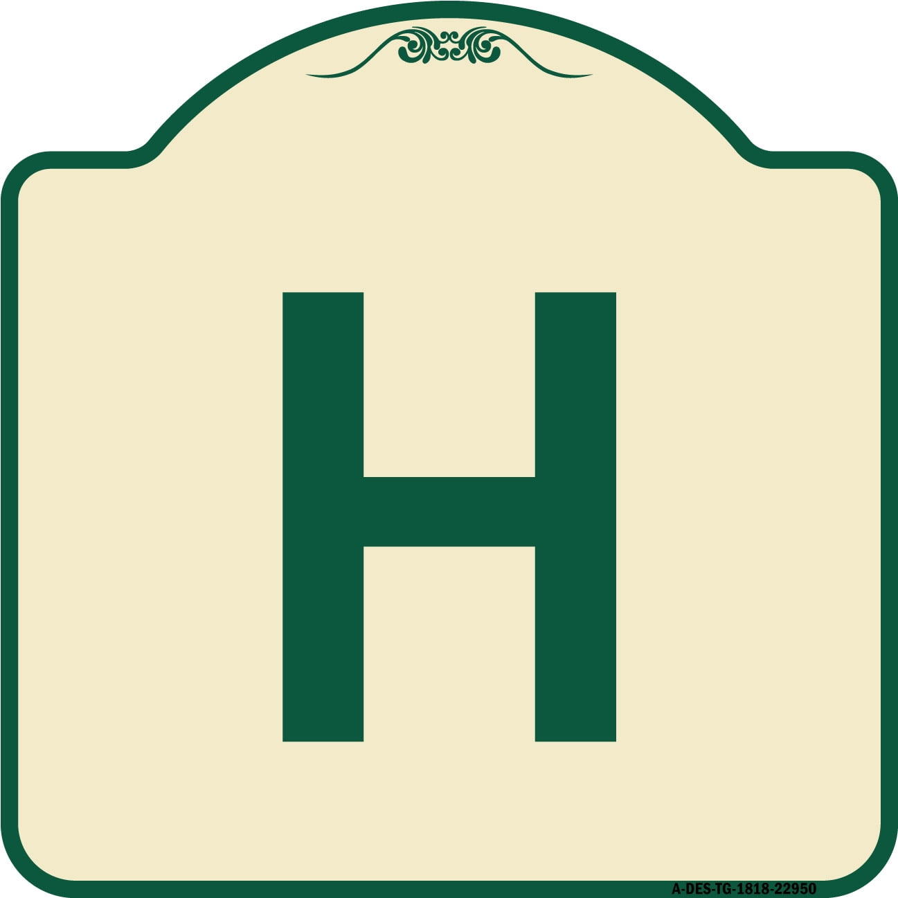 SignMission Designer Series Sign - Sign with Letter H | Tan & Green 18 ...