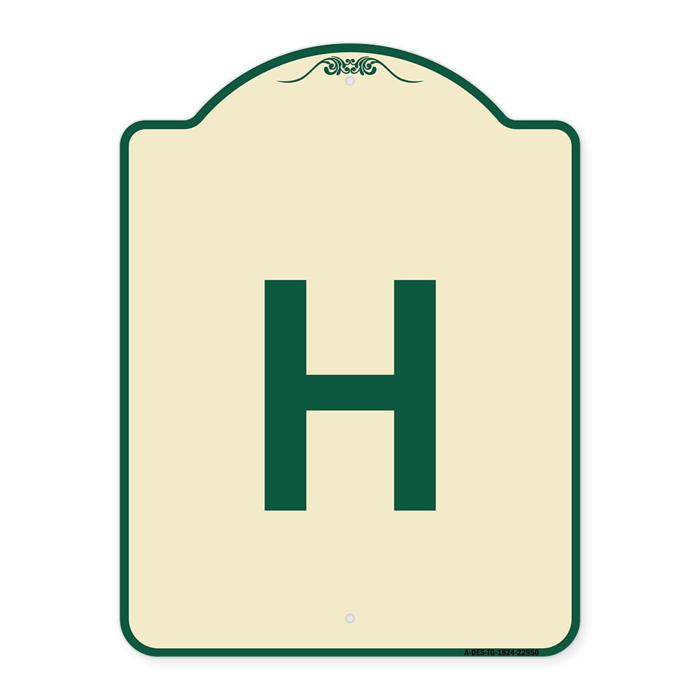 SignMission Designer Series Sign - Sign with Letter H | Tan & Green 18 ...