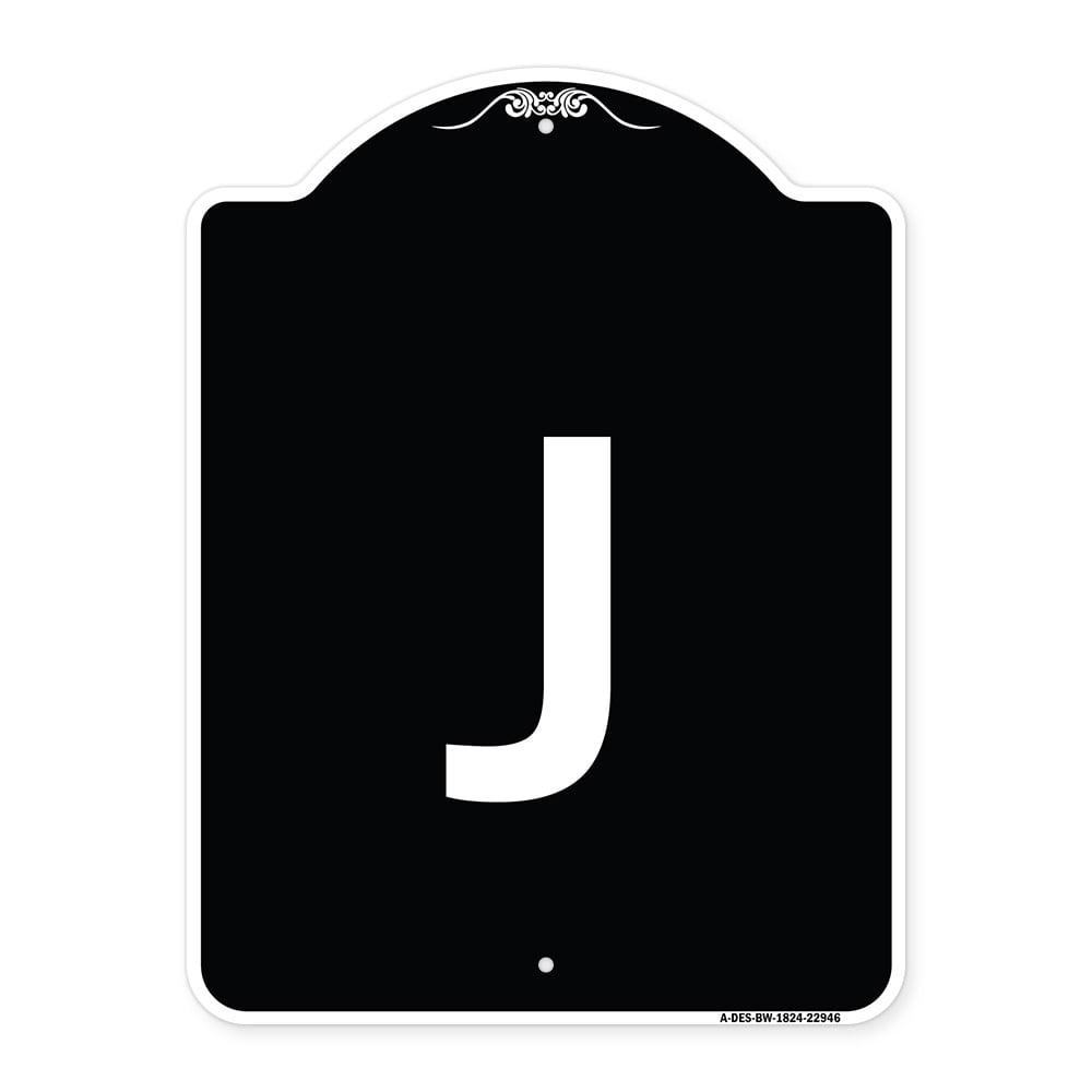 SignMission Designer Series Sign - Sign with Letter J | Black & White ...