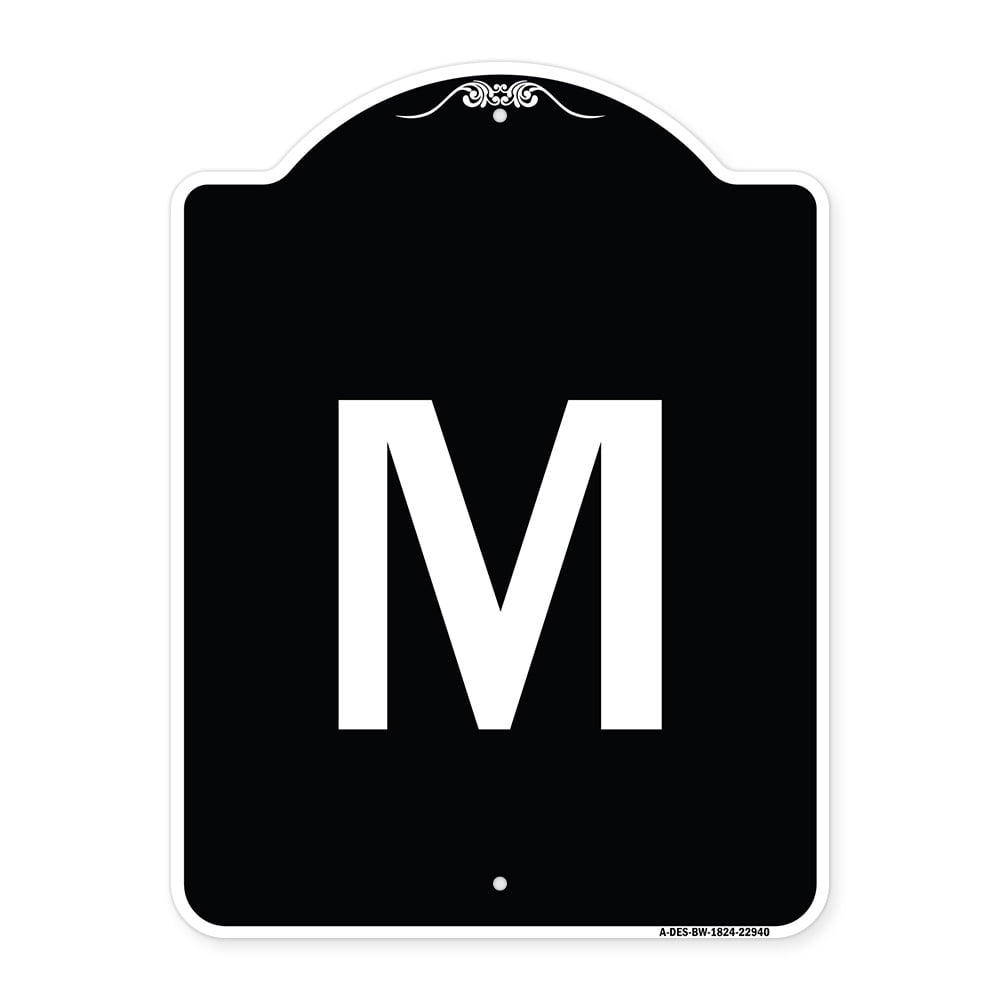 SignMission Designer Series Sign - Sign with Letter M | Black & White ...
