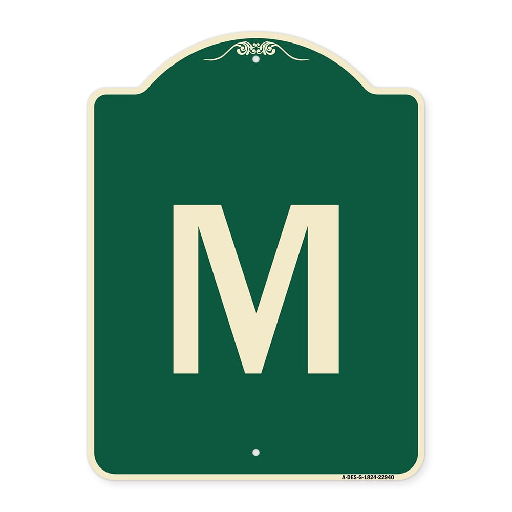 SignMission Designer Series Sign - Sign with Letter M | Green & Tan 18 ...