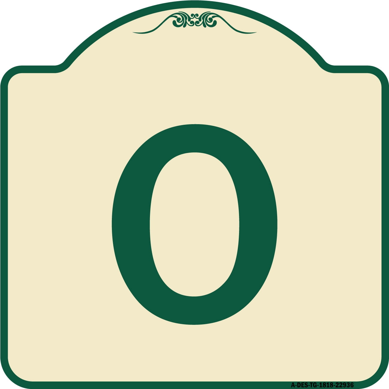 SignMission Designer Series Sign - Sign with Letter O | Tan & Green 18 ...