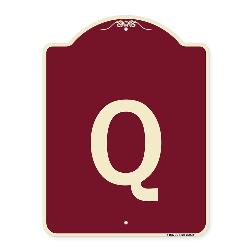 SignMission Designer Series Sign - Sign with Letter Q | Burgundy 18" x ...