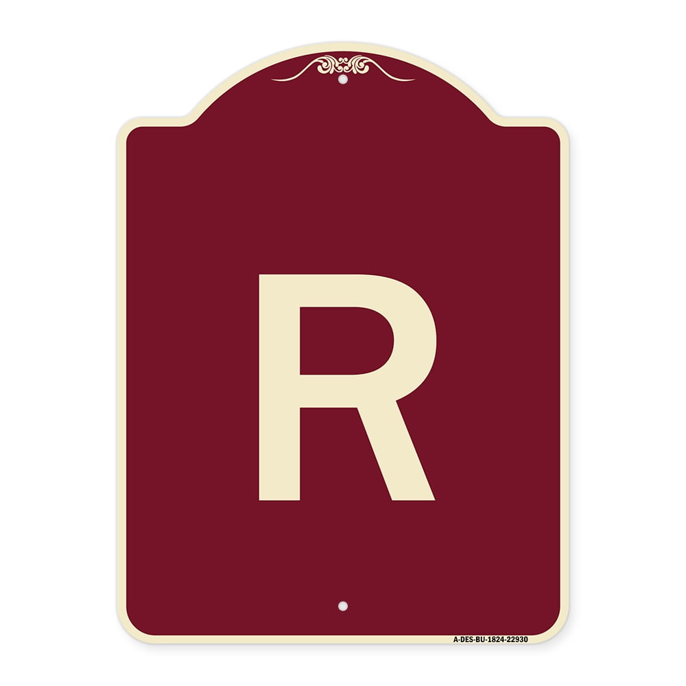 SignMission Designer Series Sign - Sign with Letter R | Burgundy 18" x ...
