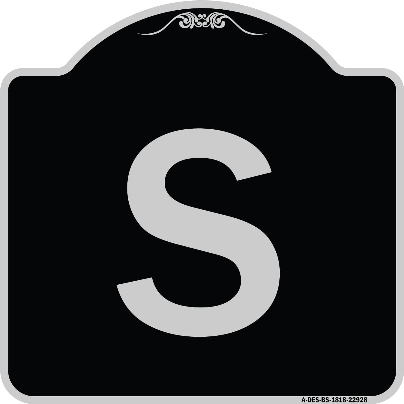 SignMission Designer Series Sign - Sign with Letter S | Black & Silver ...