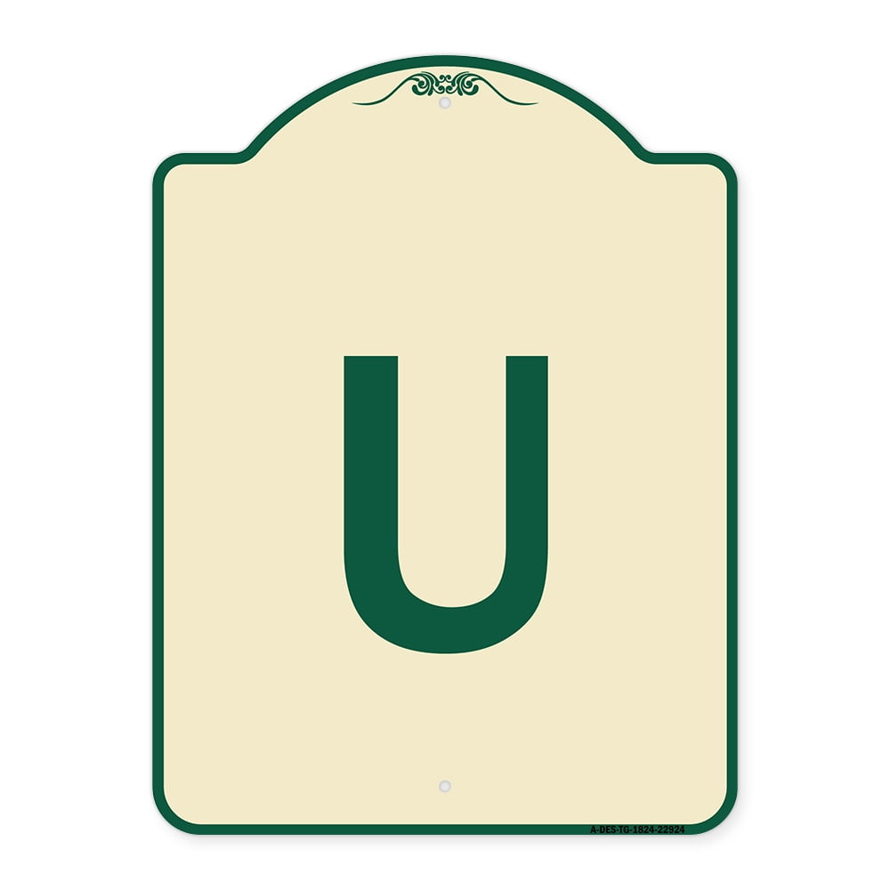SignMission Designer Series Sign - Sign with Letter U | Tan & Green 18 ...