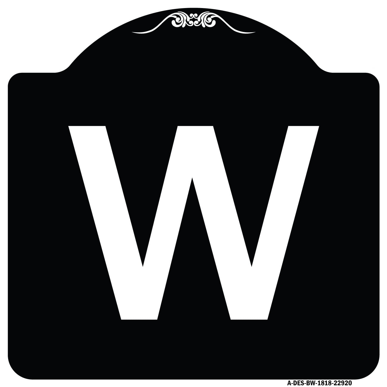 SignMission Designer Series Sign - Sign with Letter W | Black & White ...