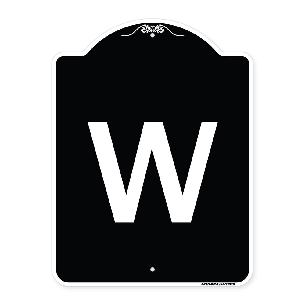 SignMission Designer Series Sign - Sign with Letter W | Black & White ...