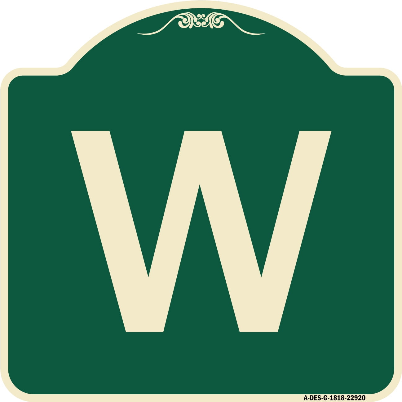 SignMission Designer Series Sign - Sign with Letter W | Green & Tan 18 ...