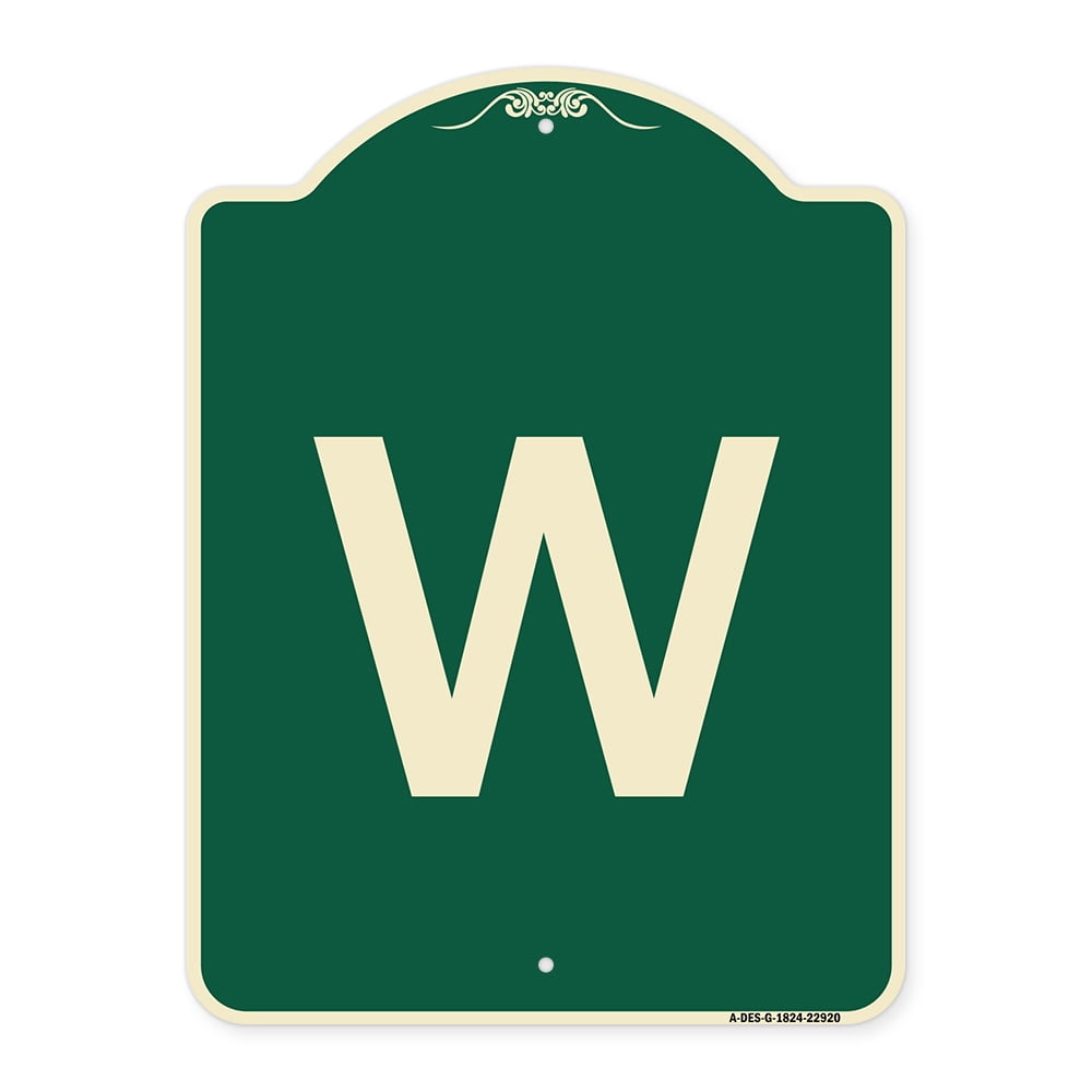 SignMission Designer Series Sign - Sign with Letter W | Green & Tan 18 ...