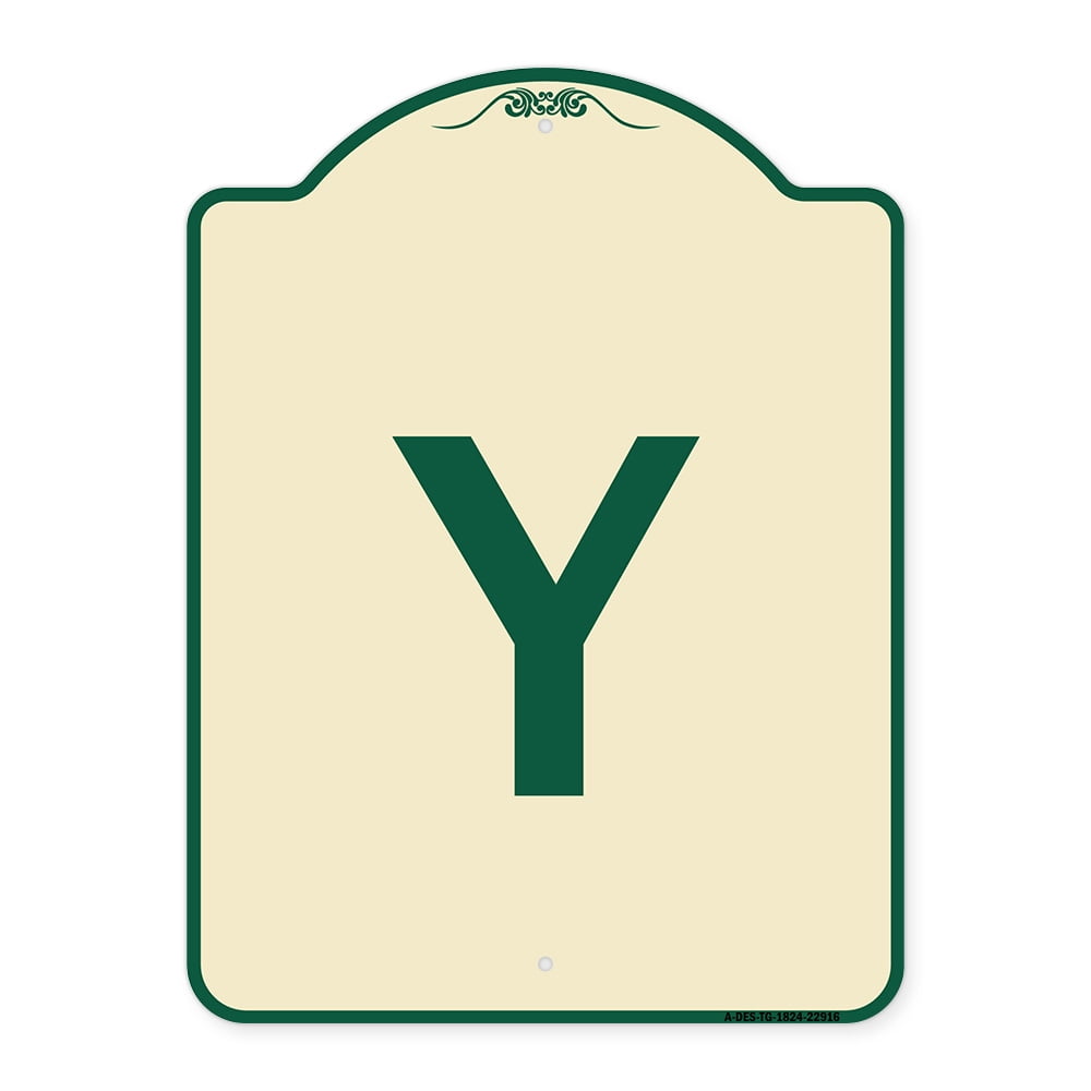 SignMission Designer Series Sign - Sign with Letter Y | Tan & Green 18 ...