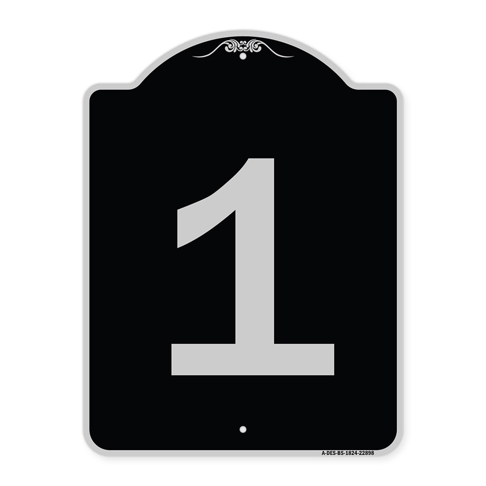 SignMission Designer Series Sign - Sign with Number 1 | Black & Silver ...