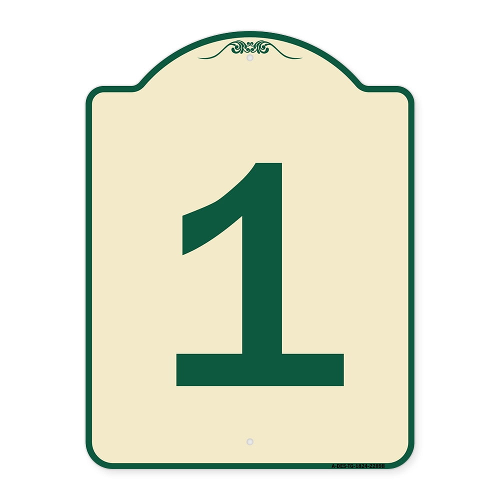 SignMission Designer Series Sign - Sign with Number 1 | Tan & Green 18 ...