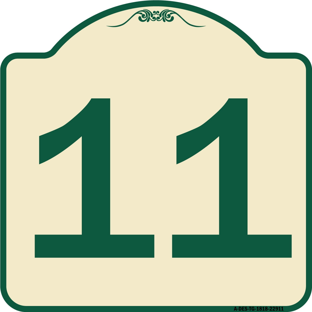SignMission Designer Series Sign - Sign with Number '11 | Tan & Green ...