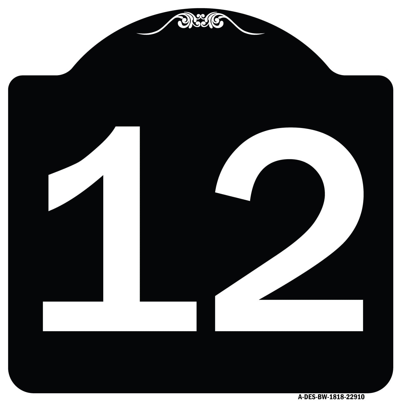 SignMission Designer Series Sign - Sign with Number '12 | Black & White ...