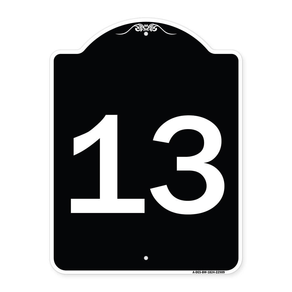 SignMission Designer Series Sign - Sign with Number '13 | Black & White ...