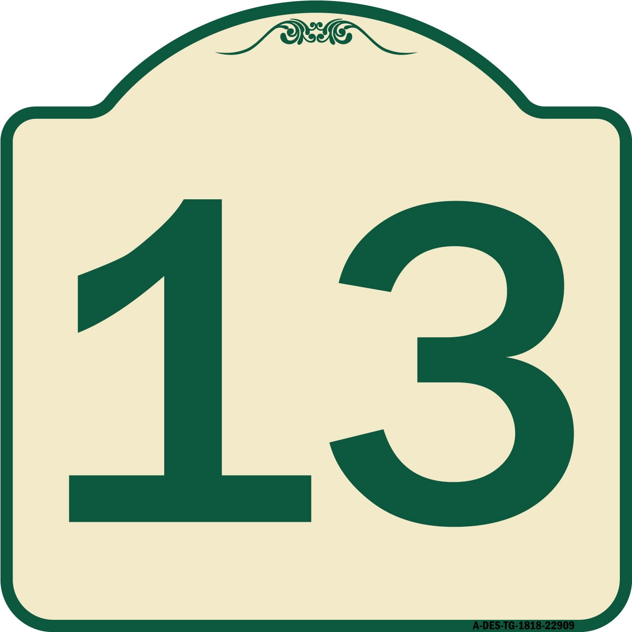 SignMission Designer Series Sign - Sign with Number '13 | Tan & Green ...