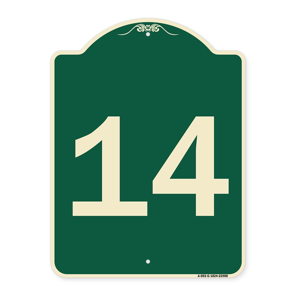 SignMission Designer Series Sign - Sign with Number '14 | Green & Tan ...