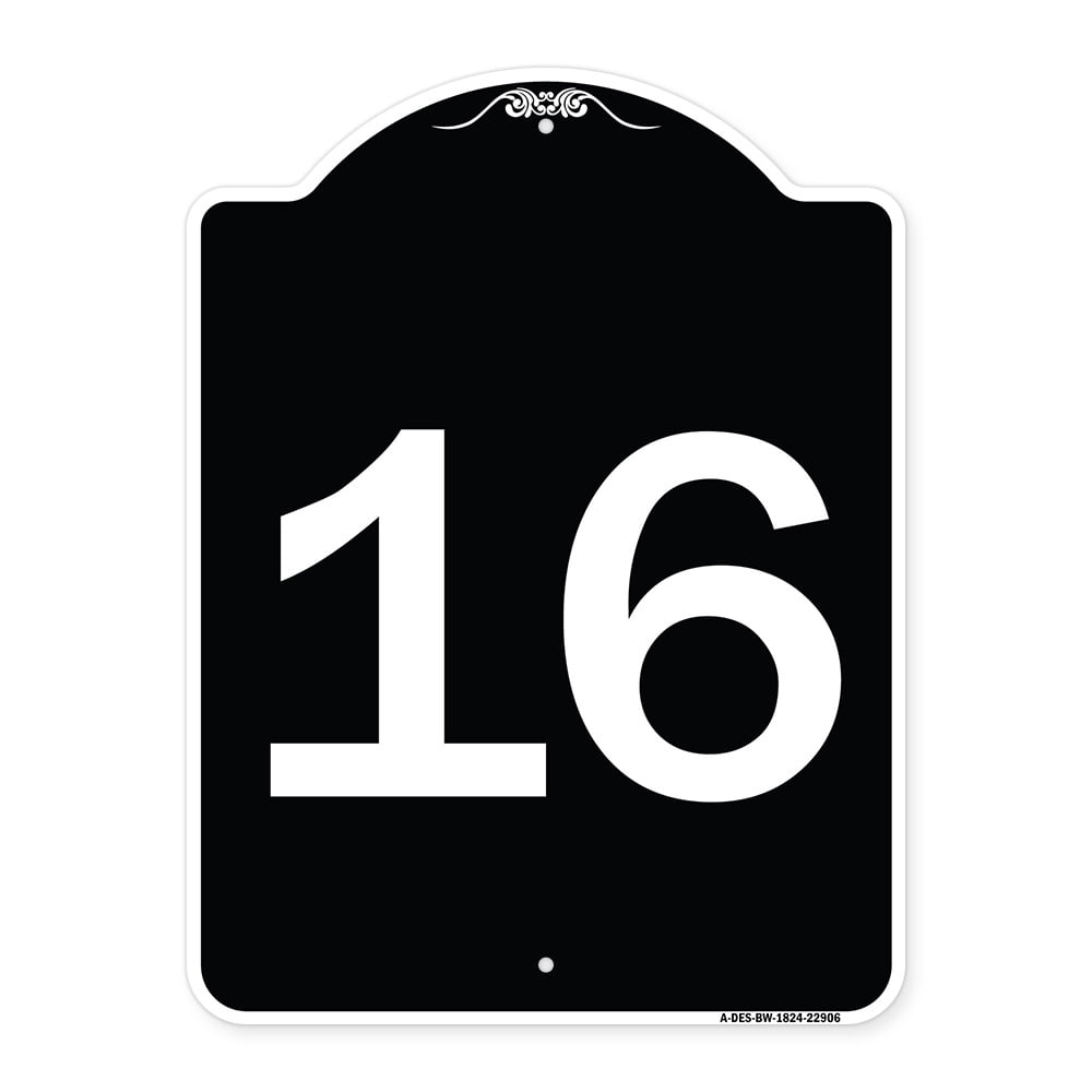 SignMission Designer Series Sign - Sign with Number '16 | Black & White ...