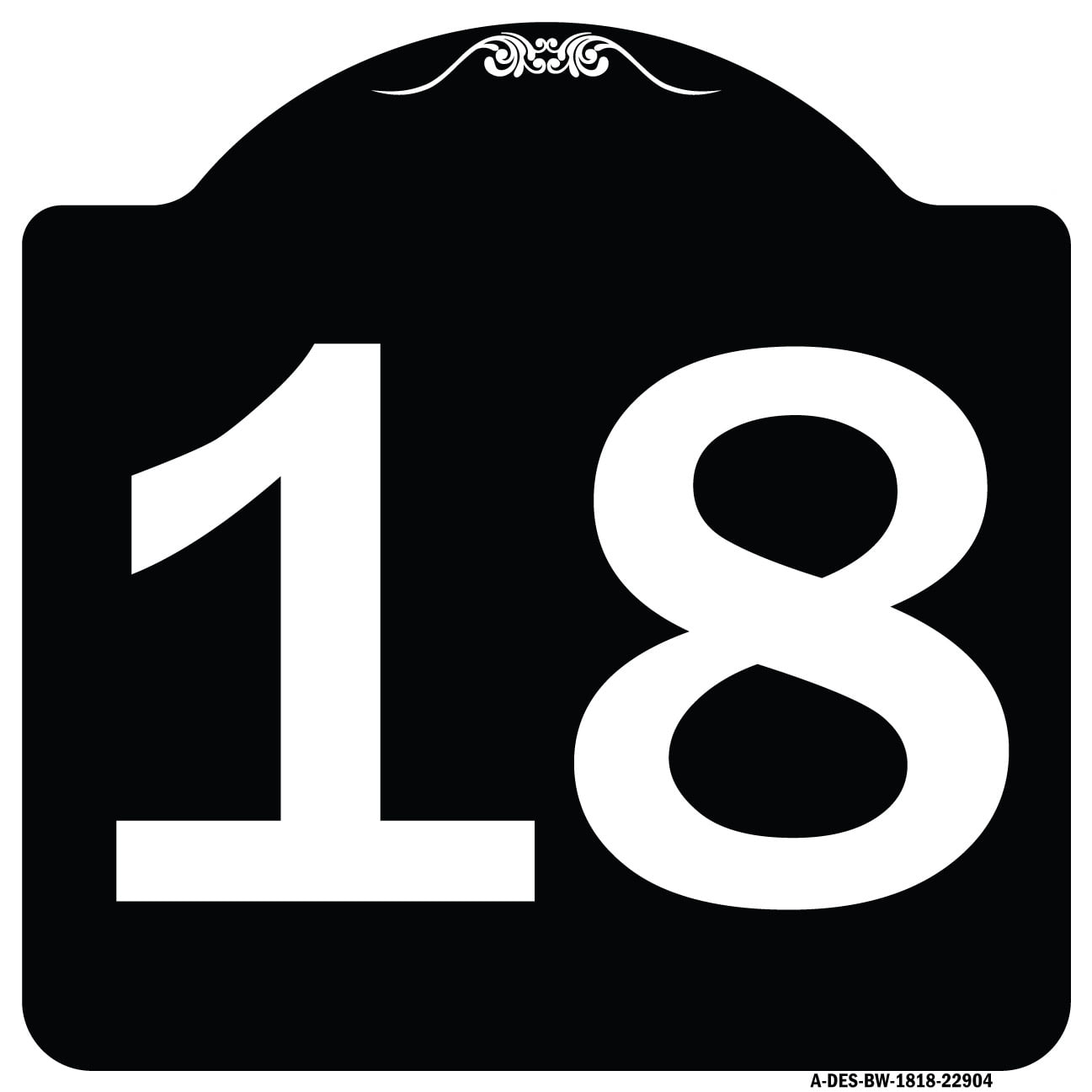 SignMission Designer Series Sign - Sign with Number '18 | Black & White ...