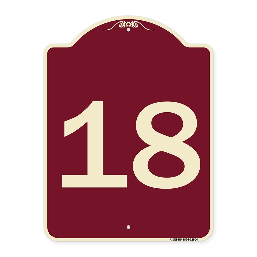SignMission Designer Series Sign - Sign with Number '18 | Burgundy 18 ...