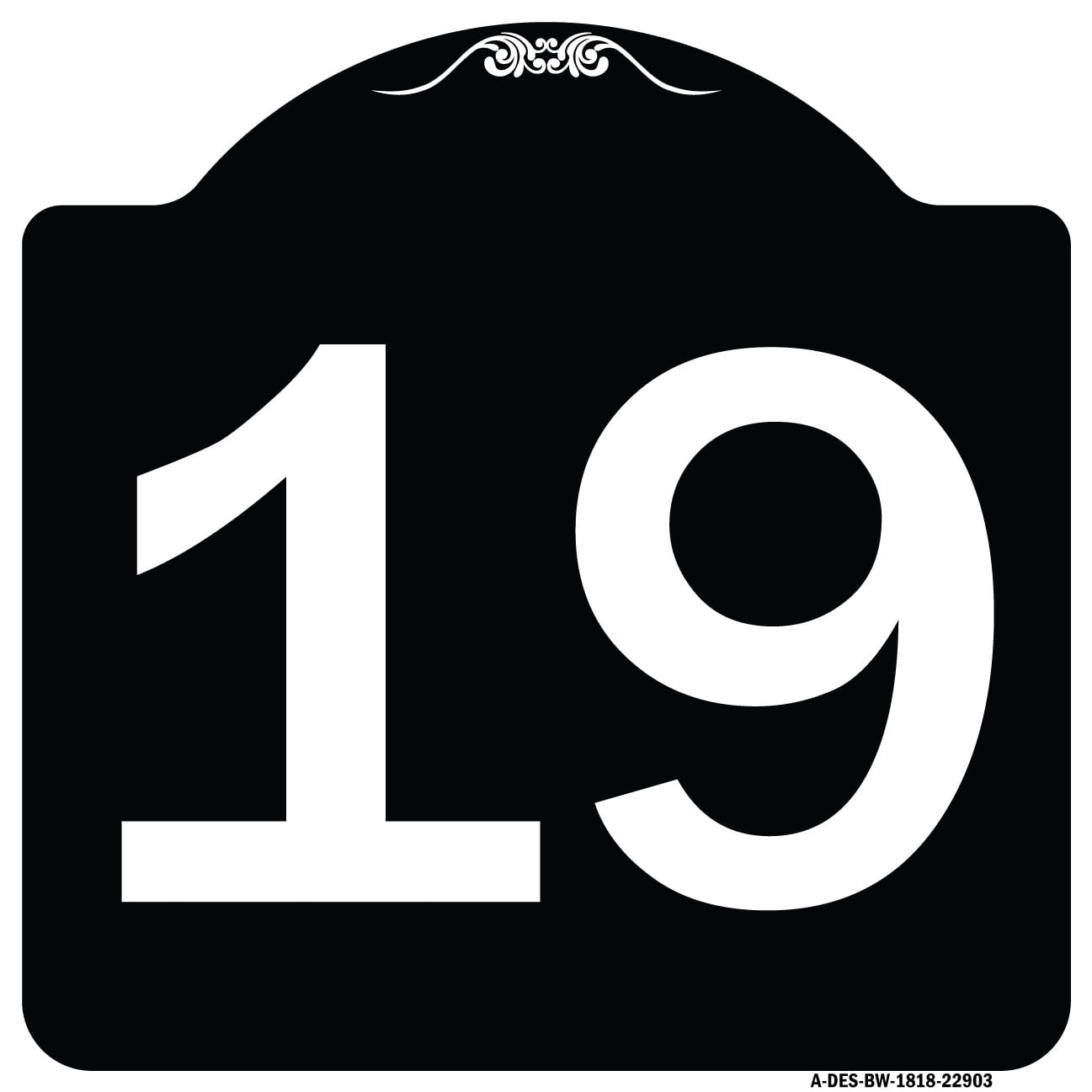 SignMission Designer Series Sign - Sign with Number '19 | Black & White ...