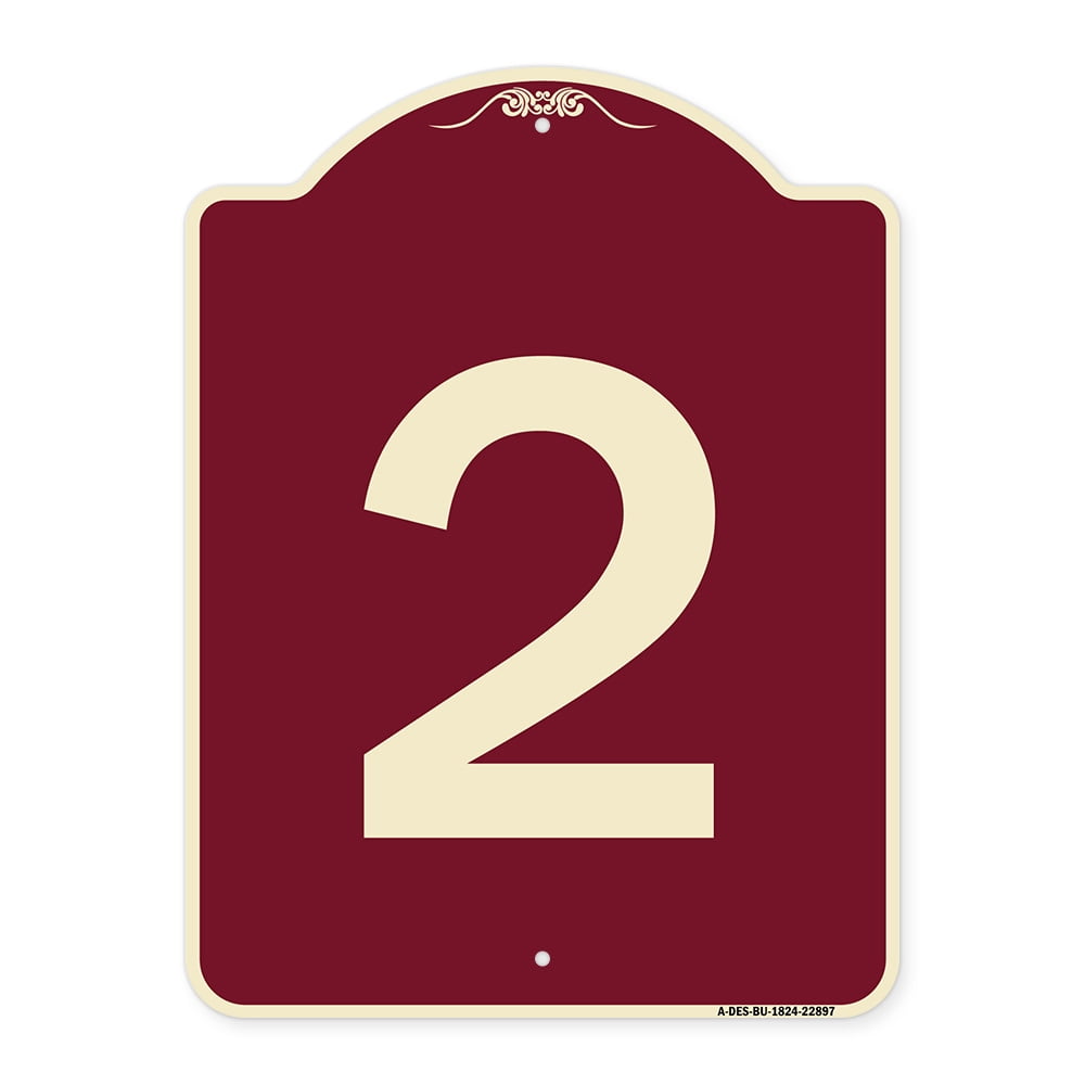 SignMission Designer Series Sign - Sign with Number 2 | Burgundy 18" x ...