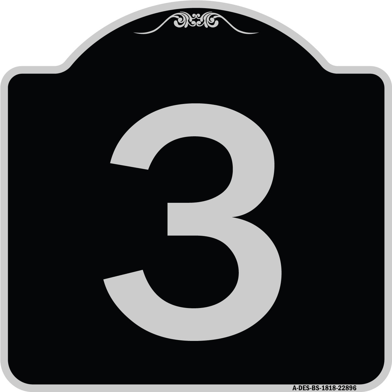 SignMission Designer Series Sign - Sign with Number 3 | Black & Silver ...