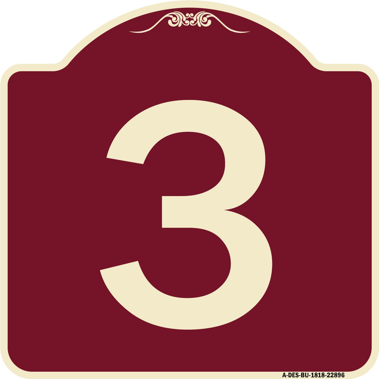 SignMission Designer Series Sign - Sign with Number 3 | Burgundy 18" X ...