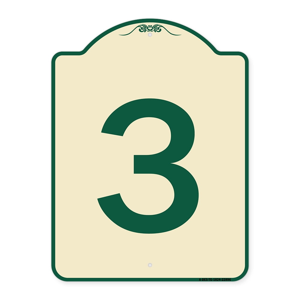SignMission Designer Series Sign - Sign with Number 3 | Tan & Green 18 ...
