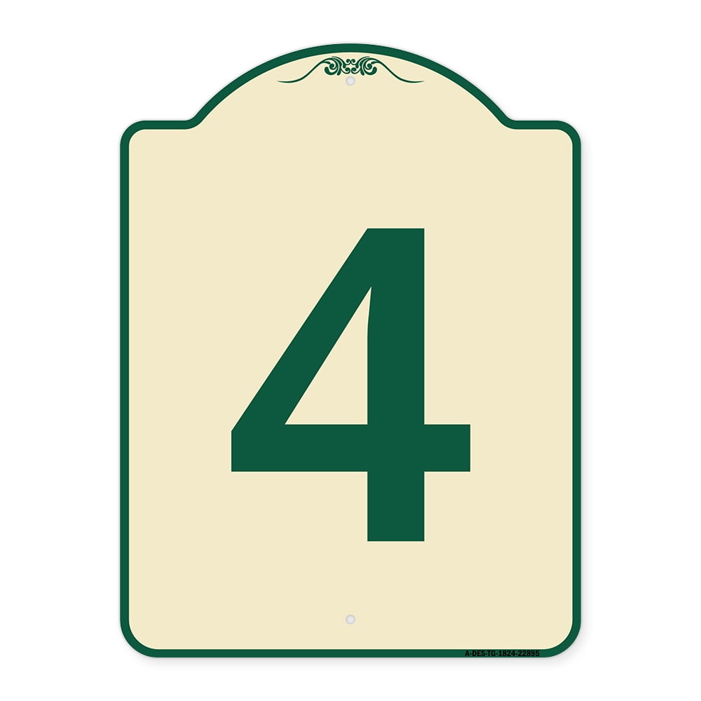 SignMission Designer Series Sign - Sign with Number 4 | Tan & Green 18 ...