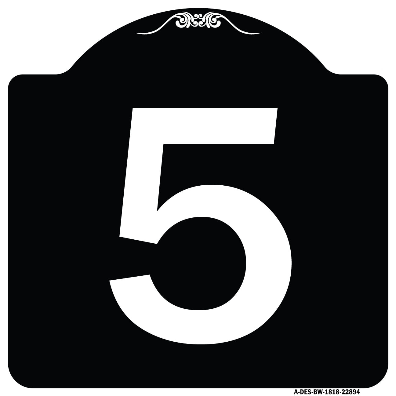 SignMission Designer Series Sign - Sign with Number 5 | Black & White ...