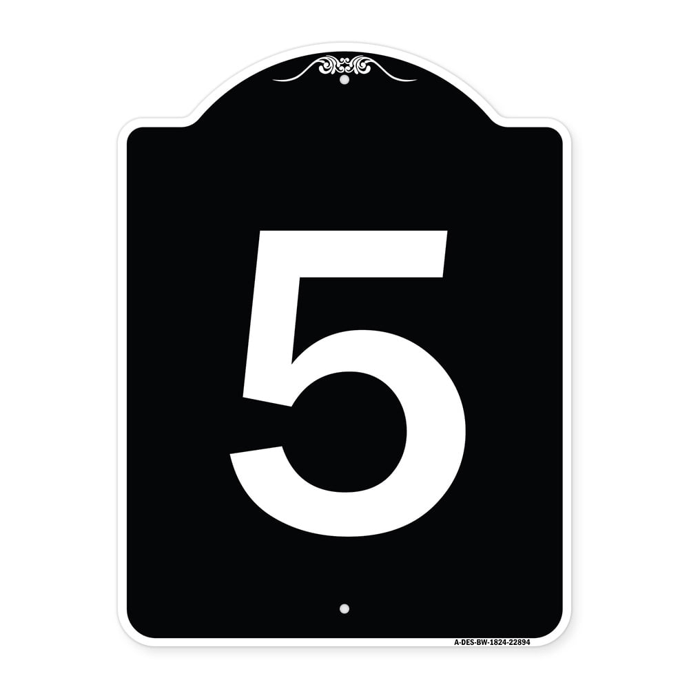 SignMission Designer Series Sign - Sign with Number 5 | Black & White ...