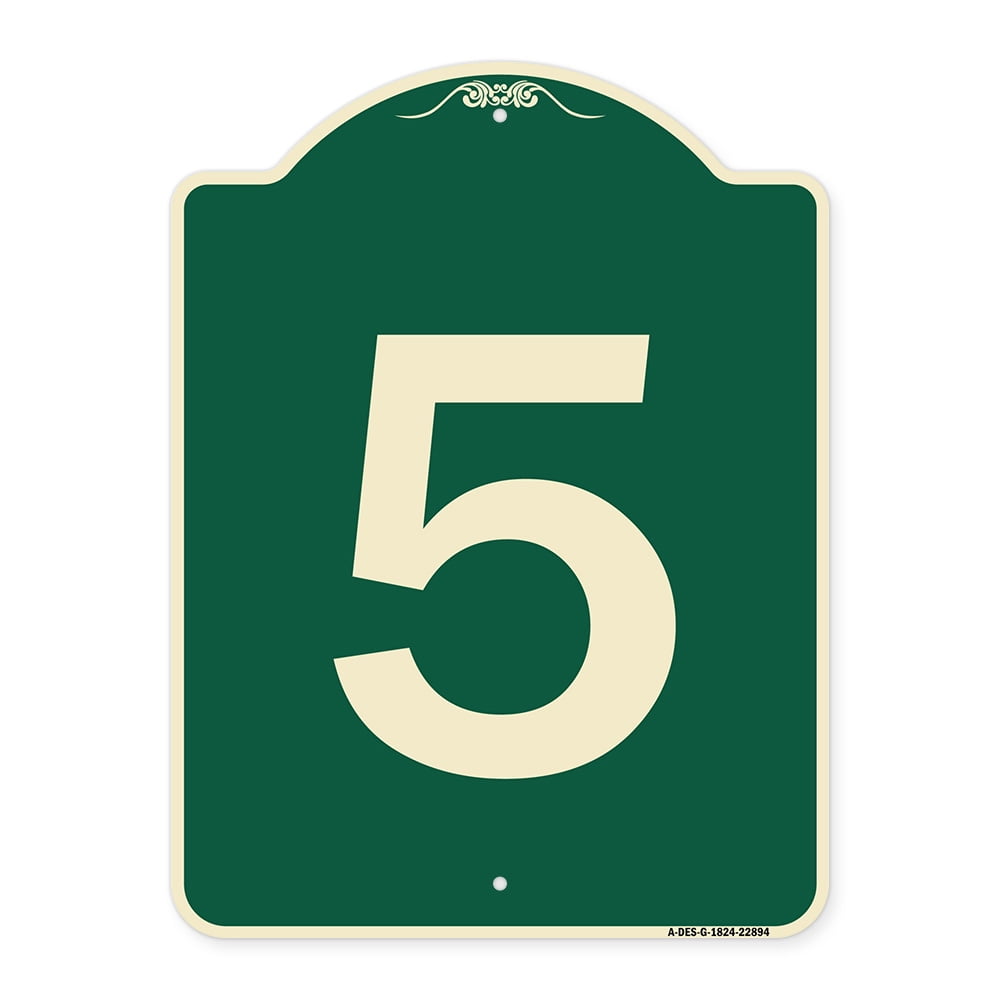 SignMission Designer Series Sign - Sign with Number 5 | Green & Tan 18 ...