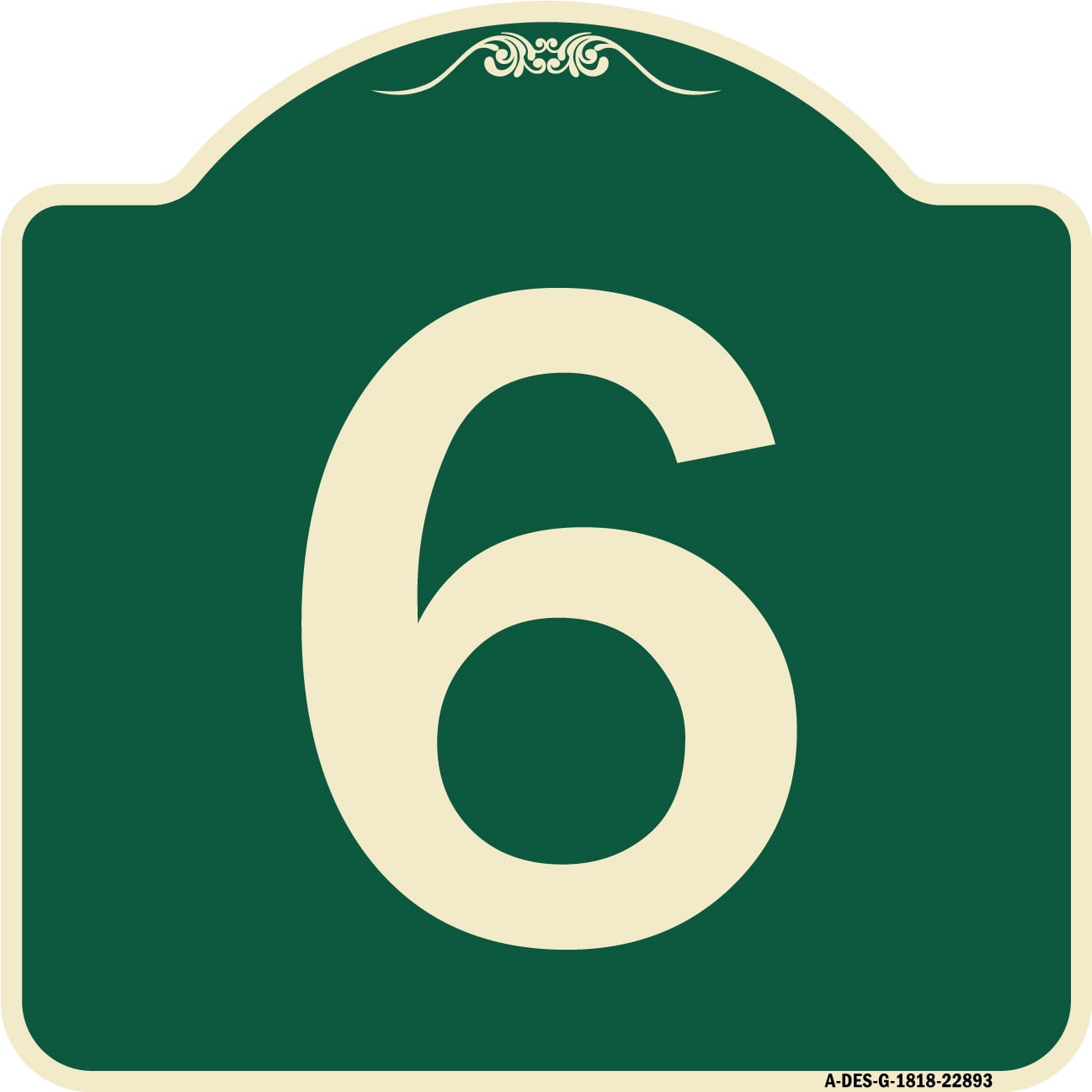 SignMission Designer Series Sign - Sign with Number 6 | Green & Tan 18 ...