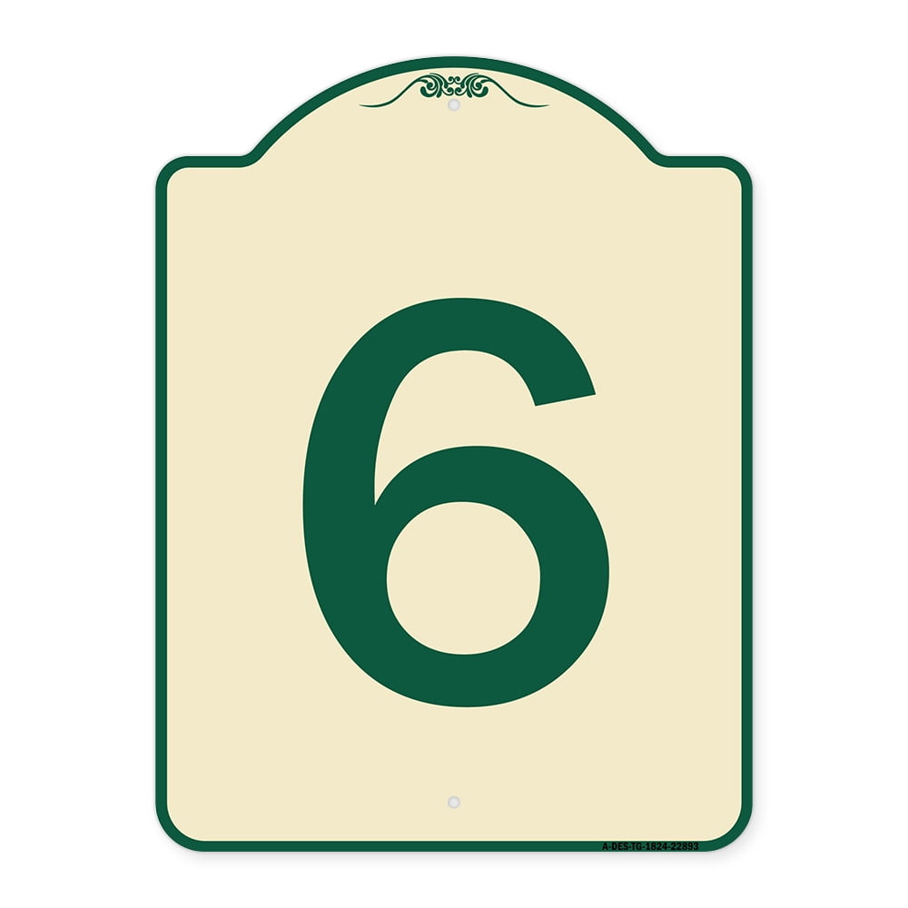 SignMission Designer Series Sign - Sign with Number 6 | Tan & Green 18 ...