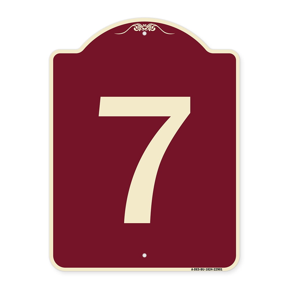 SignMission Designer Series Sign - Sign with Number '7 | Burgundy 18" x ...
