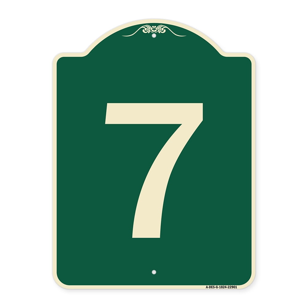 SignMission Designer Series Sign - Sign with Number '7 | Green & Tan 18 ...
