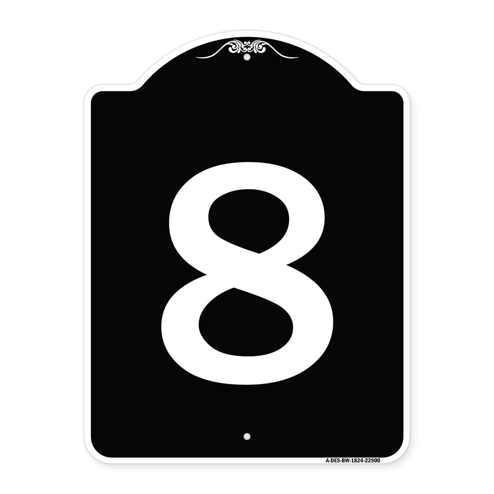 SignMission Designer Series Sign - Sign with Number '8 | Black & White ...