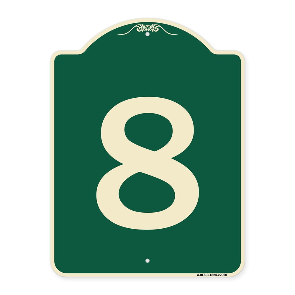 SignMission Designer Series Sign - Sign with Number '8 | Green & Tan 18 ...