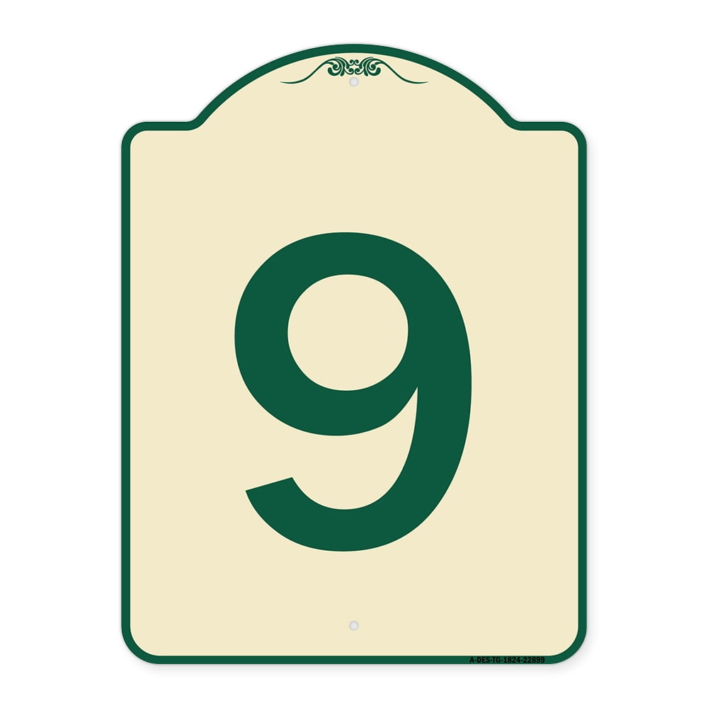 SignMission Designer Series Sign - Sign with Number '9 | Tan & Green 18 ...