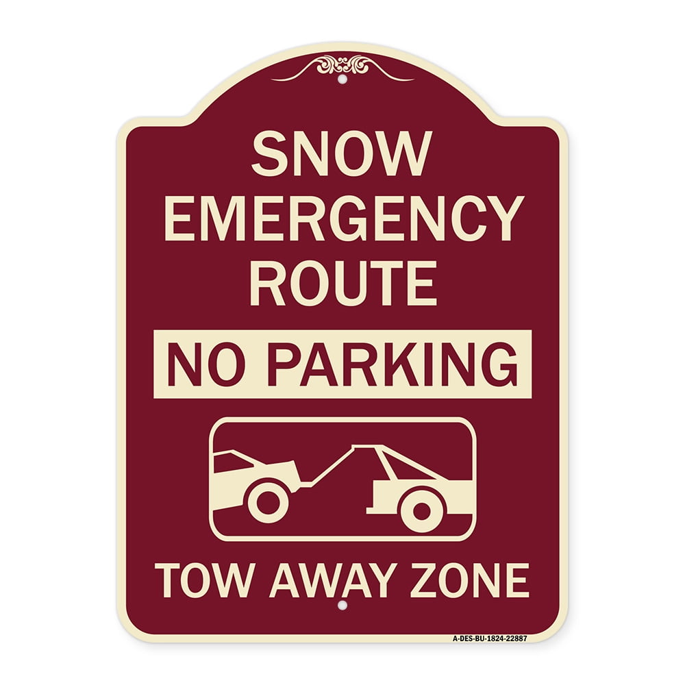 SignMission Designer Series Sign - Snow Emergency Route Tow Away Zone ...
