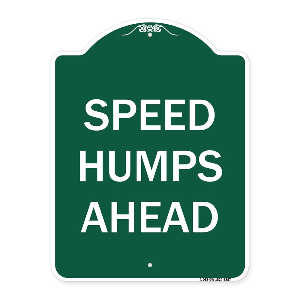 SignMission Designer Series Sign - Speed Humps Ahead | Green & White 18 ...