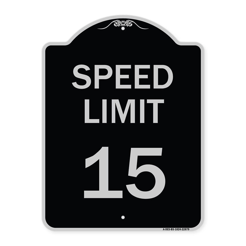 SignMission Designer Series Sign - Speed Limit 15 Mph | Black & Silver ...