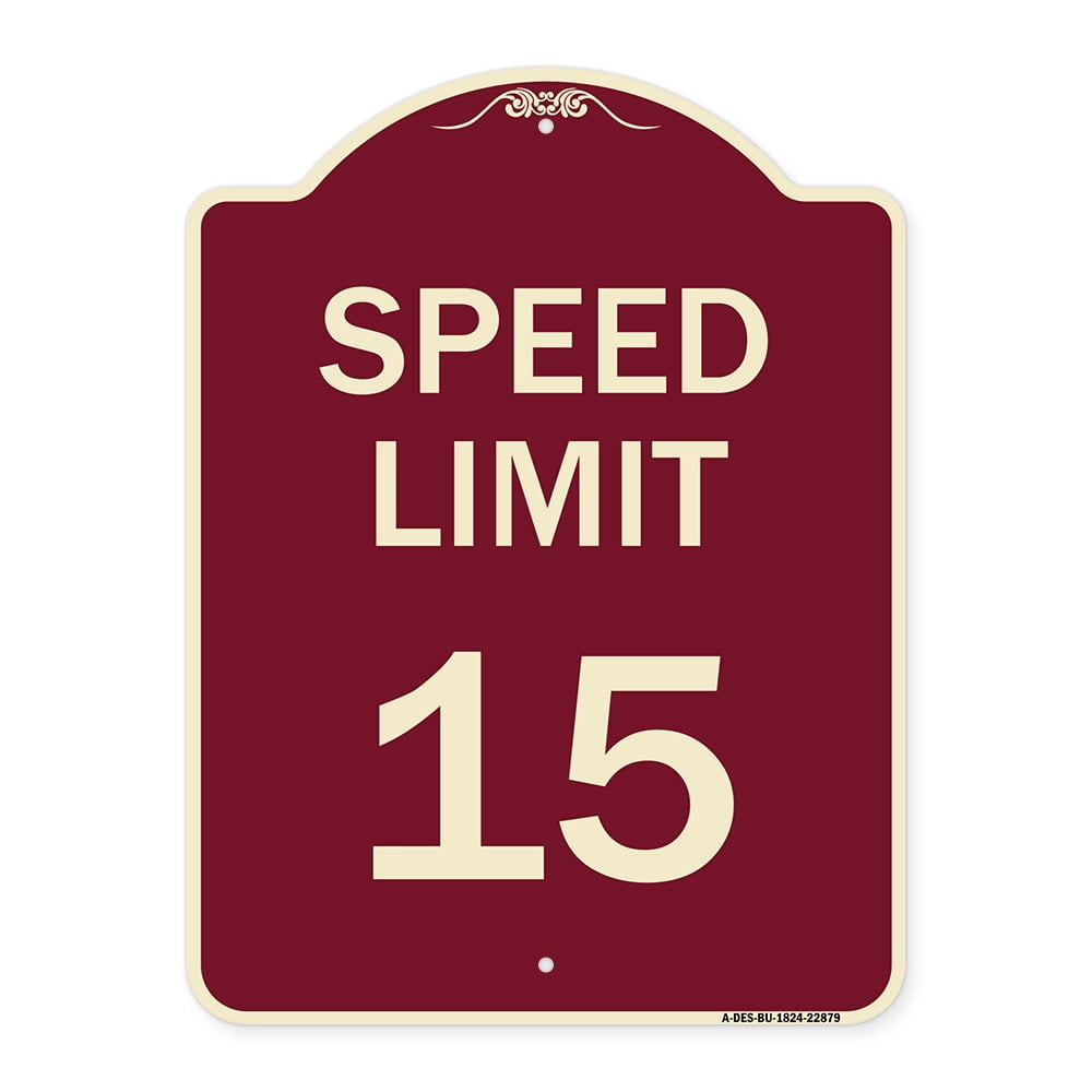 SignMission Designer Series Sign - Speed Limit 15 Mph | Burgundy 18" x ...