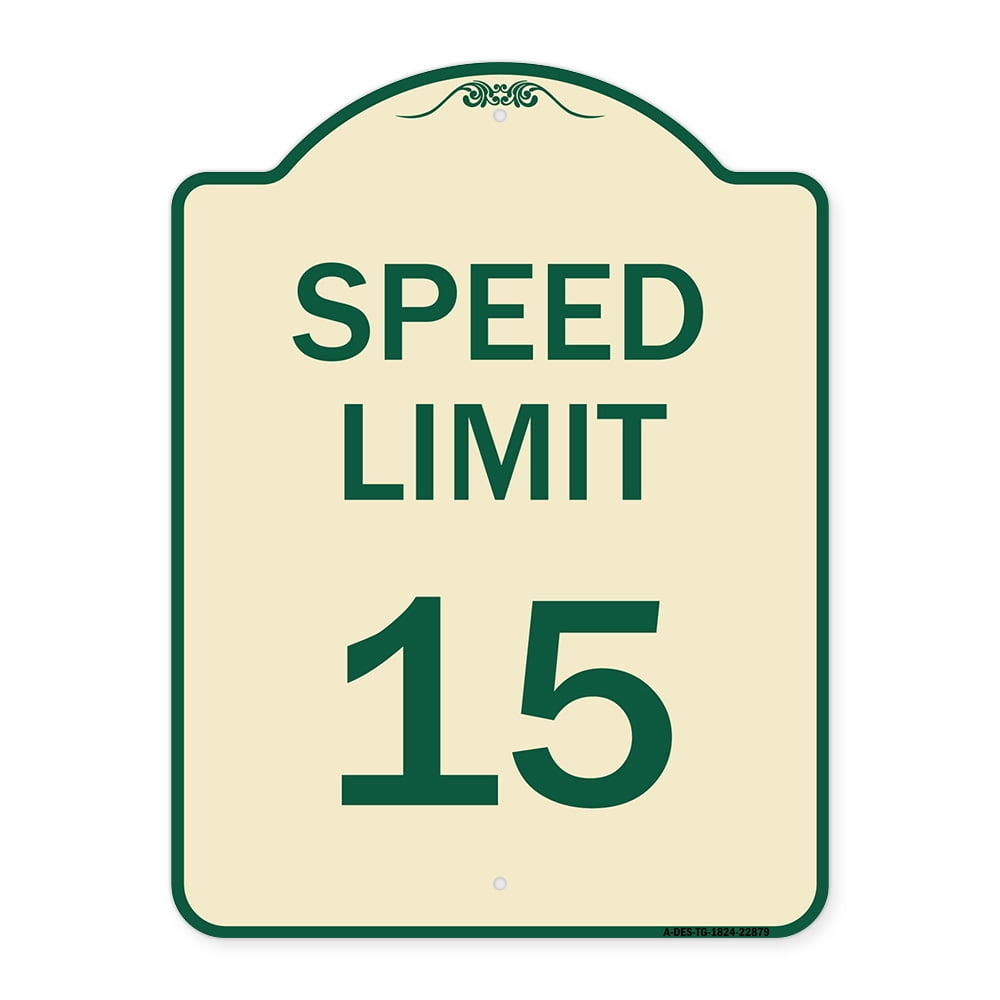SignMission Designer Series Sign - Speed Limit 15 Mph | Tan & Green 18 ...